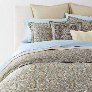 Lauren Ralph Lauren Riley Paisley Brown Blue Grey Full Queen 3 pc Duvet Set Shams (Queen (U.S. Standard))