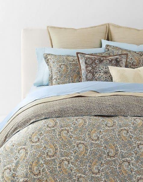 Lauren Ralph Lauren Riley Paisley Brown Blue Grey Full Queen 3 pc Duvet Set Shams (Queen (U.S. Standard))