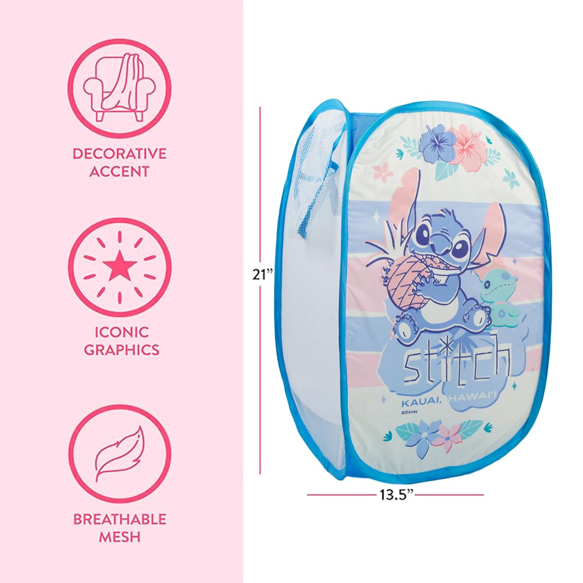 Cartoon Hamper Anime Pop Up Hamper with Multiple Patterns Laundry Hamper for Kids (Stitch)