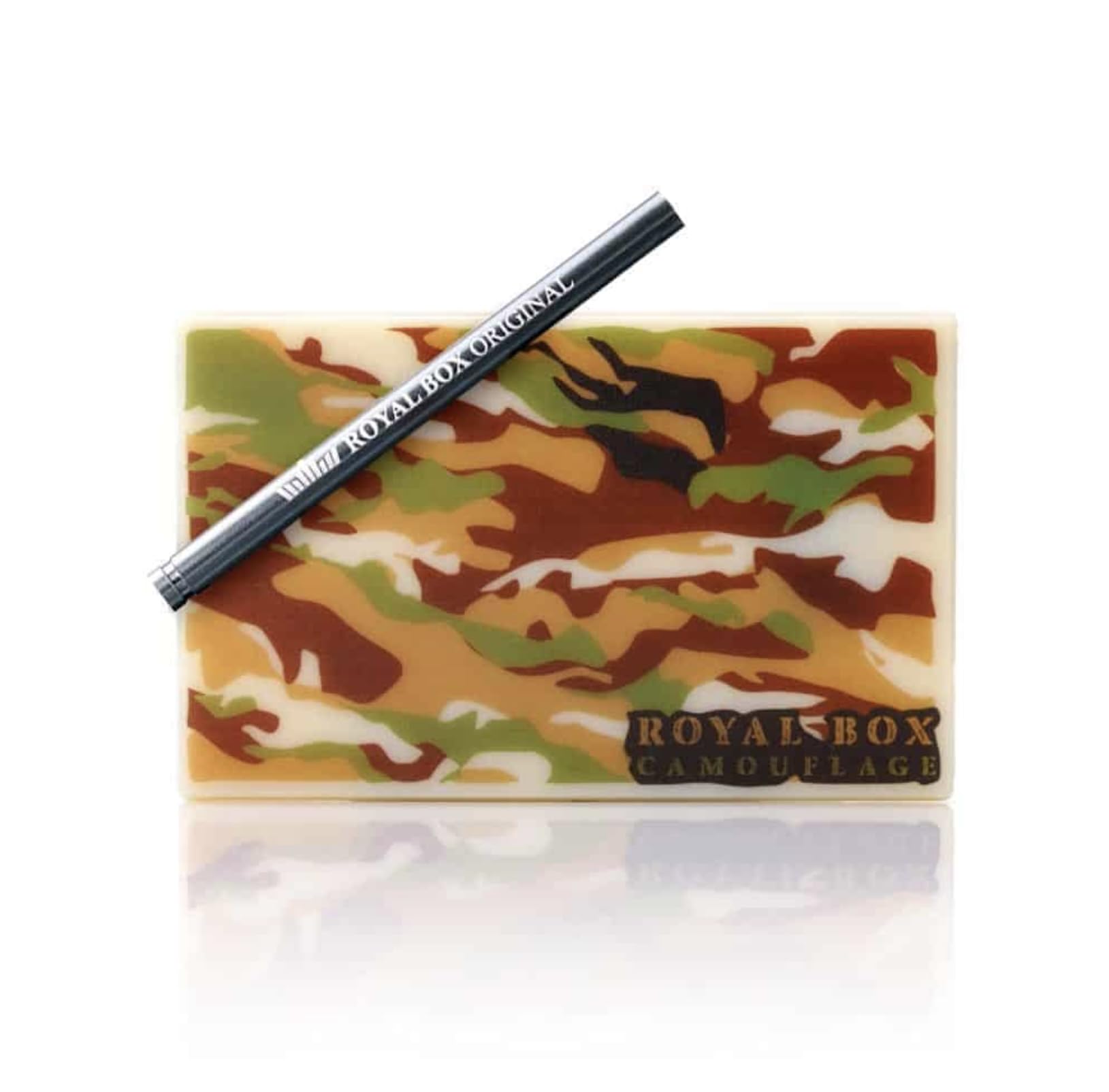 Generic Original Camouflage Royal Box Black 8 Compartment Snuff Wallet Box with Built in 3"" Metal Alloy Straw