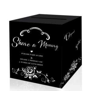 share a memory box, oiivpok memory card box for funeral, black white funeral card box for celebration of life, 8.66in memory card box for funeral graduation wedding birthday anniversary retirement (a)