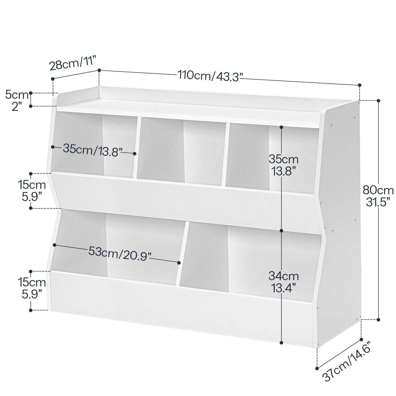 HOOBRO Kids Bookshelf, Toy Storage Organizer, 5 Cubby Children Bookcase, Toy Storage Shelf, Wooden Toy Storage Box, for Kids' Room, Playroom, Classrooms, Nursery, Kindergarten, White WT115CW01