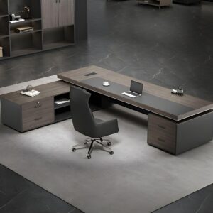 CraftThink Modern Executive Office Desk, L Shaped Office Desk with Side Cabinet, Front Cabinet not Included, Business Furniture Desk for Home Office, (79" L x 31.5" W x 29.5" H, Left Hand Return)