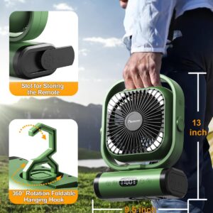 30000mAh Portable Fan Rechargeable with Remote & Oscillating,Battery Operated Fans with Lantern & Timers,Rechargeable Fan for Bedroom,Dorm,Bedside,Small Cordless Fan for Camping,Outdoor,Power Outages