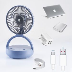 Portable Fan for Travel I 7 Inch Small Foldable Desk Fan Rechargeable Air Circulator I 180° Oscillating Battery Powered Powerful Personal Fan For Beside Office Desktop RV Dorm Cooling