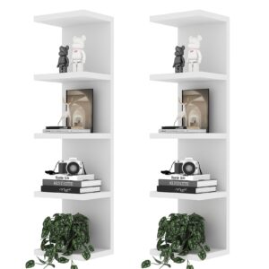 litaether 5 tier lack floating shelf,set of 2 white wall shelf unit,display shelf