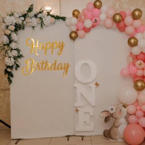 Happy Birthday Sign for Backdrop Gold Large Happy Birthday Decorations Party Decal Sign for Women Men Neutral with Transfer Paper