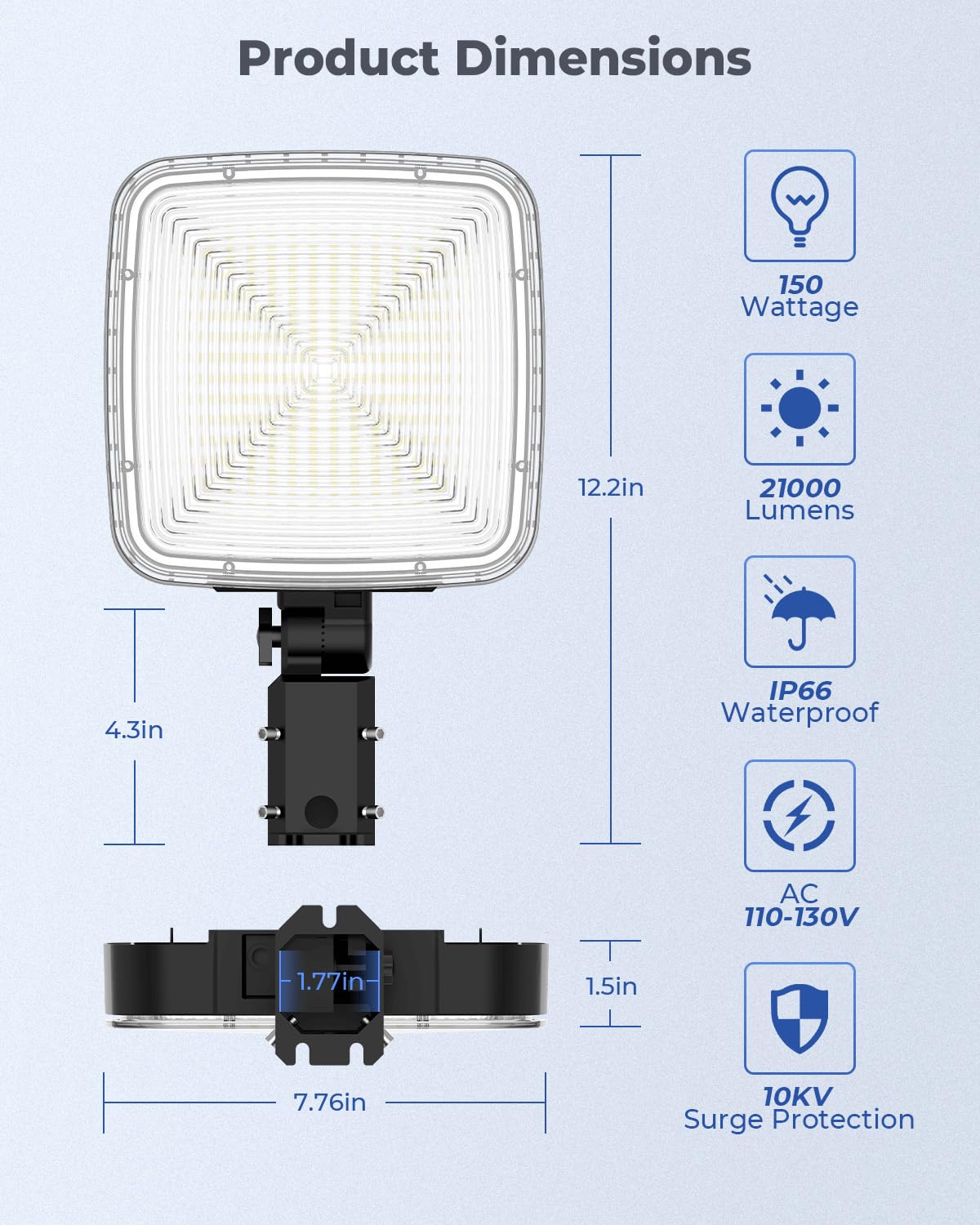 AGranTOP LED Parking Lot Light, 150W 21000LM Dusk to Dawn Outdoor Lighting Adjustable Outdoor Light Poles IP66 Waterproof Commercial Street Light for Yard, Barn, Driveway, Sport, Highway