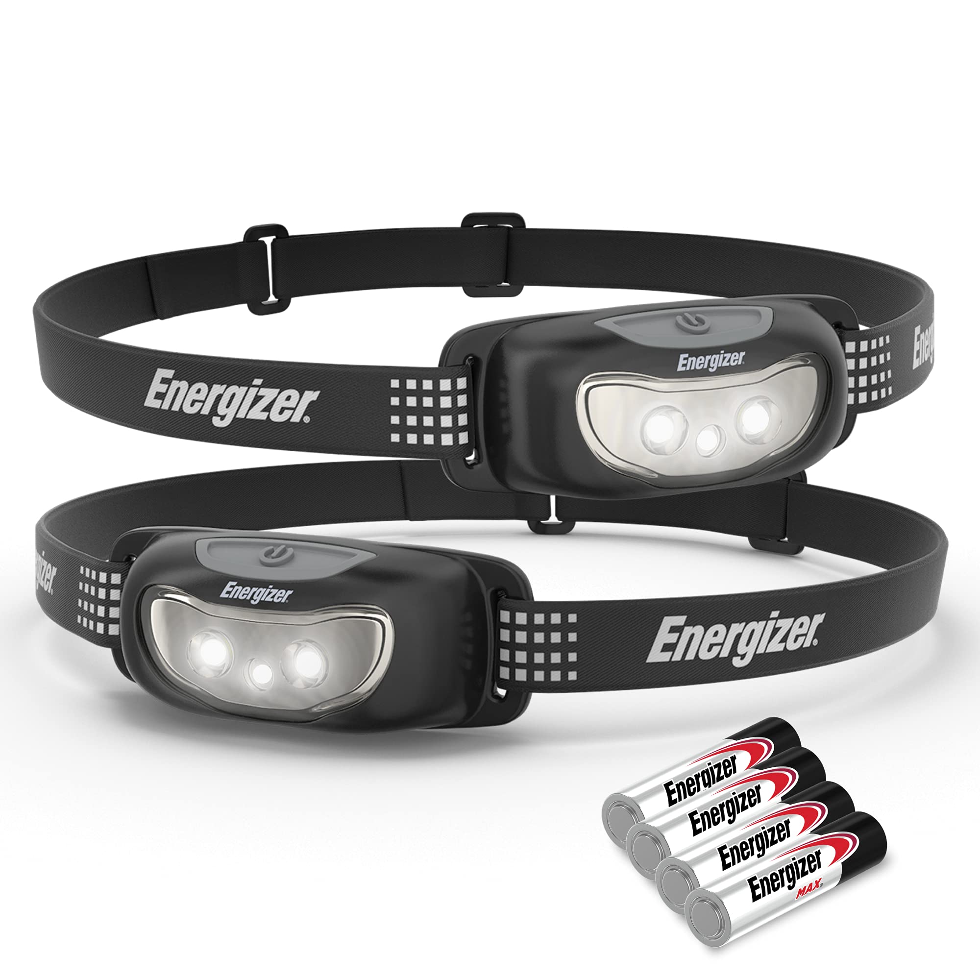 Energizer TacR-1000 LED Tactical Flashlight and 2-Pack Universal+ LED Headlamps, Rechargeable Flashlight and IPX4 Water Resistant Headlamps for Camping, Emergencies, Running, and DIY Projects