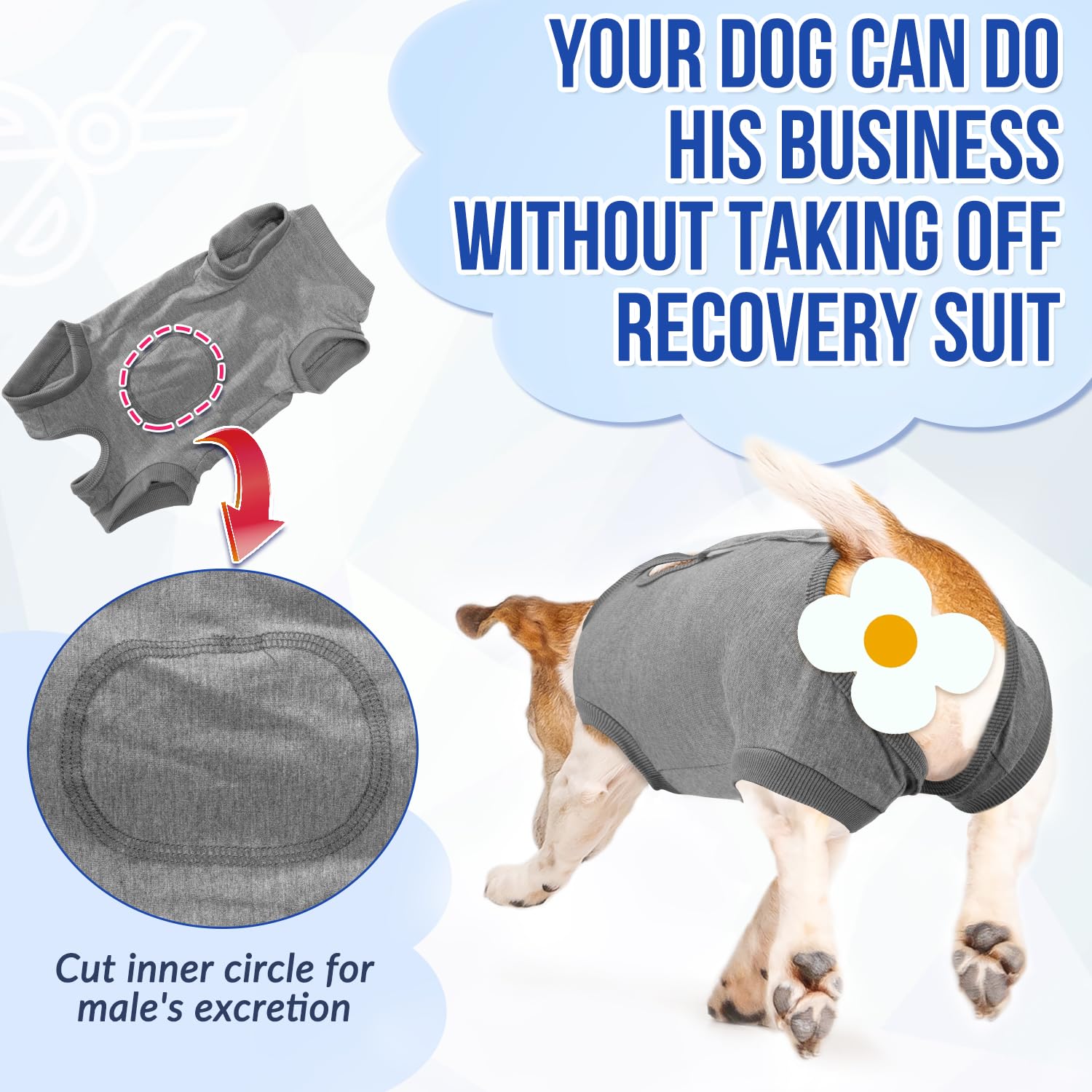 Lukovee Recovery Suit for Dogs, Onesie Surgery Recovery Suit for Female Male Dogs, Abdominal Wounds Cone E-Collar Alternative Prevent Licking Spay Recovery Suit (Grey,Medium)