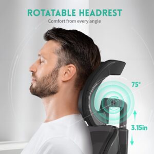 Office Chair, S-Shaped Ergonomic Mesh Desk Chair, Adjustable Headrest & Height, Widened Cushion, 90° Flip-UpArmrest, Assembly &Storage, Home/Office/Bedroom Computer Chair with 360° Casters