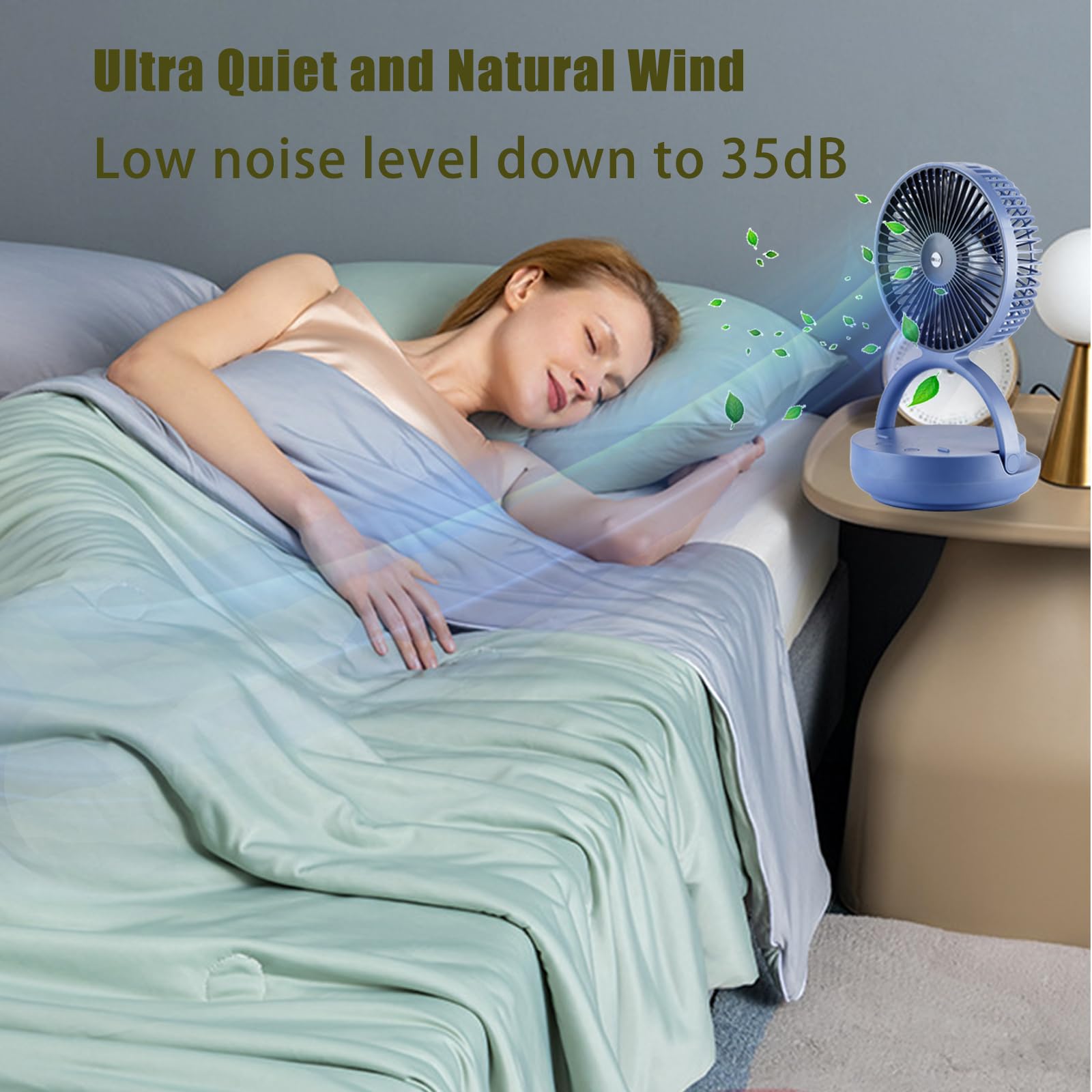 Portable Fan for Travel I 7 Inch Small Foldable Desk Fan Rechargeable Air Circulator I 180° Oscillating Battery Powered Powerful Personal Fan For Beside Office Desktop RV Dorm Cooling