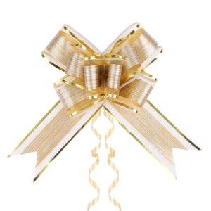 6 inches large pull bows, bark texture gift bow, set of 20, for gift wrapping, weddings, birthdays, baby showers, christmas, parties (yellow&gold)