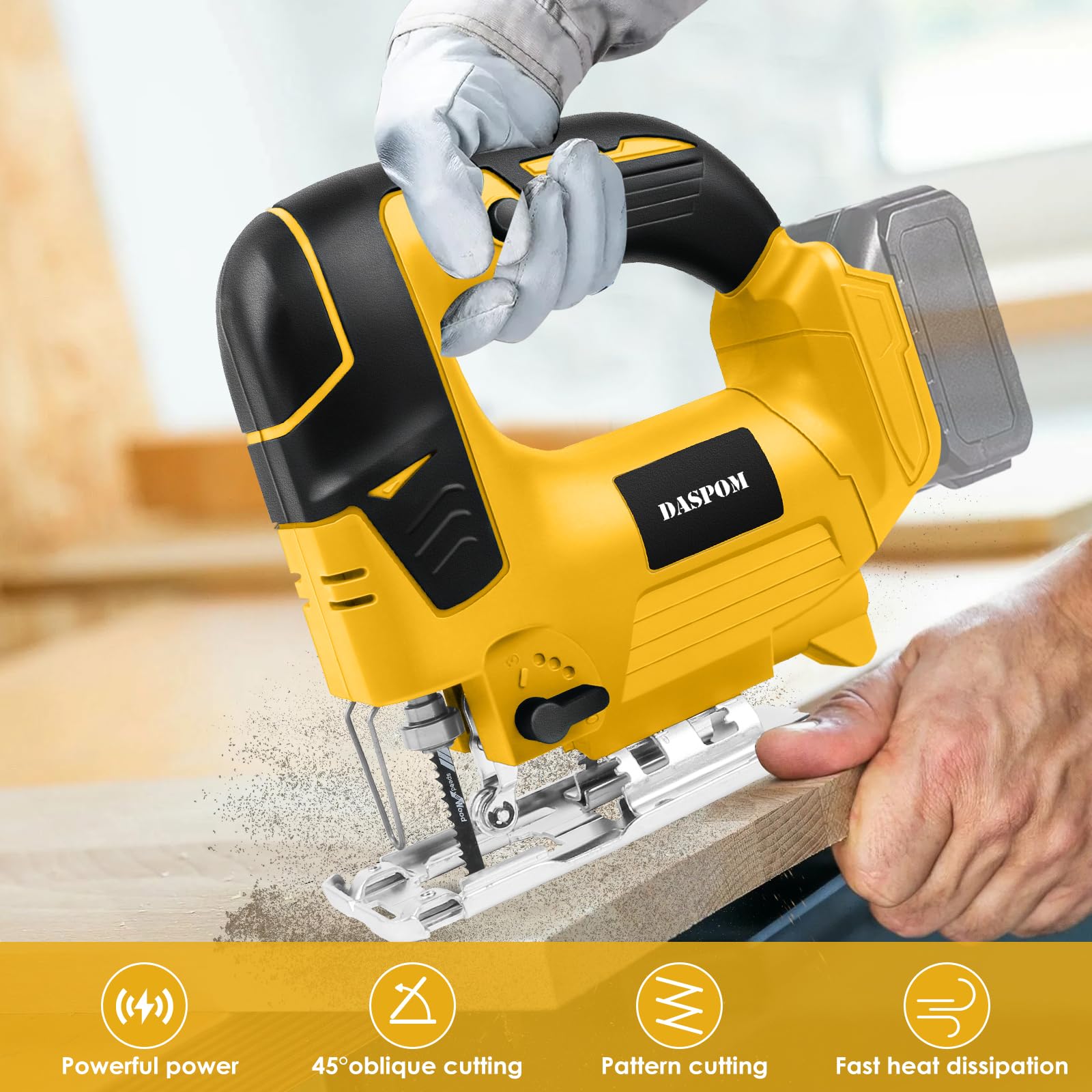 Cordless Jig Saw Compatible with Dewalt 20V Battery, Brushless Orbital Jigsaw with 2600 Blade Speed, with 10pcs Blades, 4 Orbital for Wood, Plastic and Metal Cutting (No Battery)