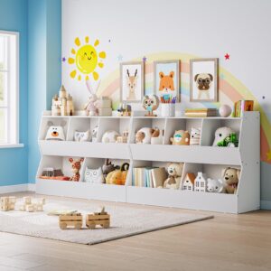 HOOBRO Kids Bookshelf, Toy Storage Organizer, 5 Cubby Children Bookcase, Toy Storage Shelf, Wooden Toy Storage Box, for Kids' Room, Playroom, Classrooms, Nursery, Kindergarten, White WT115CW01