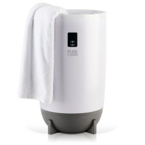 pureclean single touch towel and blanket warmer with fragrant disc holder and led ring gray, perfect size for two large bath towels, automatically shut off feature, built-in timer for 15-60 minutes