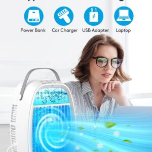 AI Portable Air Conditioners Fan,JYew Evaporative Mini Room Air Conditioners,Portable AC Unit Air Cooler with 4 in 1 Humidifier Fan Conditioner with 1400ML, 3 Speed AC Portable for Room Office Desk