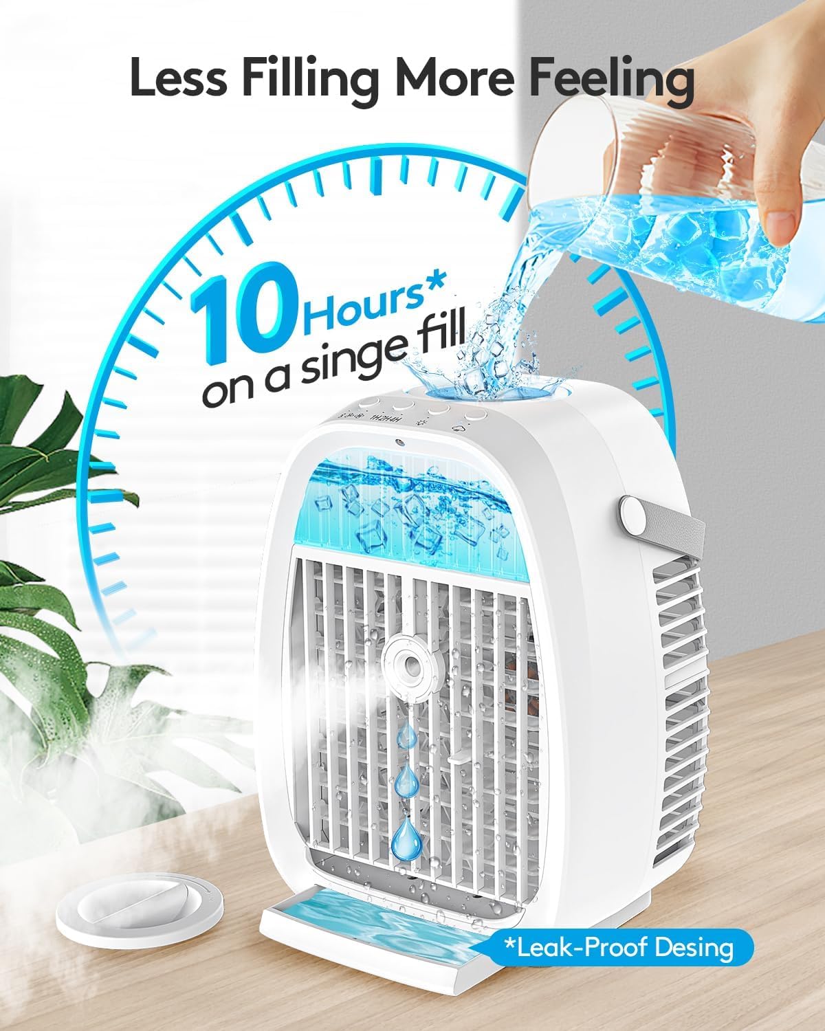 AI Portable Air Conditioners Fan,JYew Evaporative Mini Room Air Conditioners,Portable AC Unit Air Cooler with 4 in 1 Humidifier Fan Conditioner with 1400ML, 3 Speed AC Portable for Room Office Desk