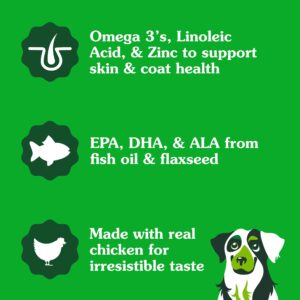 Greenies Skin & Coat Supplement for Dogs, Soft Chews with Fish Oil for Dogs, Omega-3s, Linoleic Acid, and Zinc, Chicken Flavor, 80-Count Tub, 2 Pack