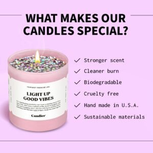 Light Up Good Vibes Candle, Scented Phthalate-Free Soy Candles with 60+ Hours Burn Time, Vegan Cruelty-Free Pink Candle for Any Occasion, Candles for Women & Men - Candier