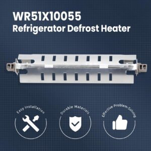 Generic WR51X10055 Refrigerator Defrost Heater Kit WR55X10025 Temperature Sensor and WR50X10068 Defrost Thermostat High Limit Replacement Parts for GE and Kenmore Models, Silver, CRDH-10055