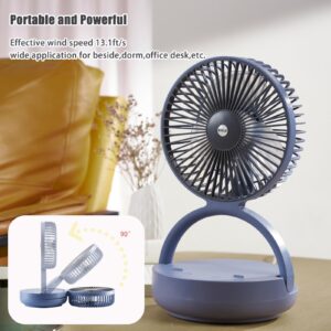 Portable Fan for Travel I 7 Inch Small Foldable Desk Fan Rechargeable Air Circulator I 180° Oscillating Battery Powered Powerful Personal Fan For Beside Office Desktop RV Dorm Cooling