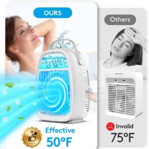 AI Portable Air Conditioners Fan,JYew Evaporative Mini Room Air Conditioners,Portable AC Unit Air Cooler with 4 in 1 Humidifier Fan Conditioner with 1400ML, 3 Speed AC Portable for Room Office Desk