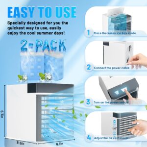 Portable Air Conditioners, Mini Air Conditioner with 2 Ice Packs, 3 Speeds Anti-leakage Water Personal Air Cooler for Room Office Camping Car-R2211