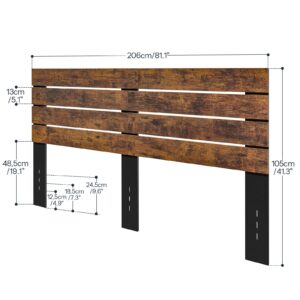 HOOBRO Headboard King Size, Wooden Headboard, Rustic-Styled Headboard, Headboard with Sturdy Support Legs, 3-Height Connection Holes, Minimalist Headboard, for King Beds, Rustic Brown and Black