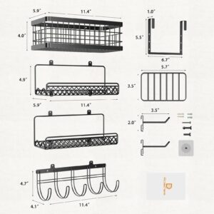 RoleDes Hair Tool Organizer Wall Mount Metal Hair Dryer Holder with 3 Tier Shelf Storage Wire Basket Hook, Hot Tools Organizer Cabinet Door Flat Iron Holder for Blow Dryer, Curling Iron, Straightener