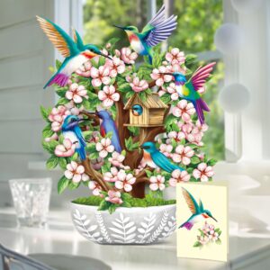 Airpark Pop Up Flower Cards, 16 inch 3D Pop-Up Paper Flower Bouquet, Peach Blossom&Bird, Ideal Creative Gift, Home Decor, Greeting Cards for Birthday, Graduation,Thank You