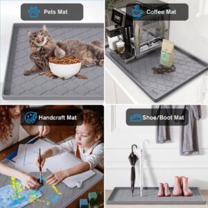 Under Sink Mat, 22'' x 19'', Waterproof Silicone Under Sink Liner for Kitchen Bathroom, Under Kitchen Sink Organizers and Storage, Cabinet Shelf Protector, Flexible Under Sink Drip Tray, Dark Grey