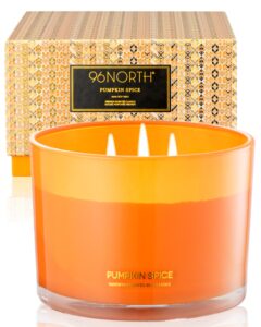 96north luxury pumpkin soy candle | large 3 wick jar candle | halloween & fall decor | up to 40 hours burning | 100% natural soy wax | relaxing aromatherapy candle | halloween fall candle gift