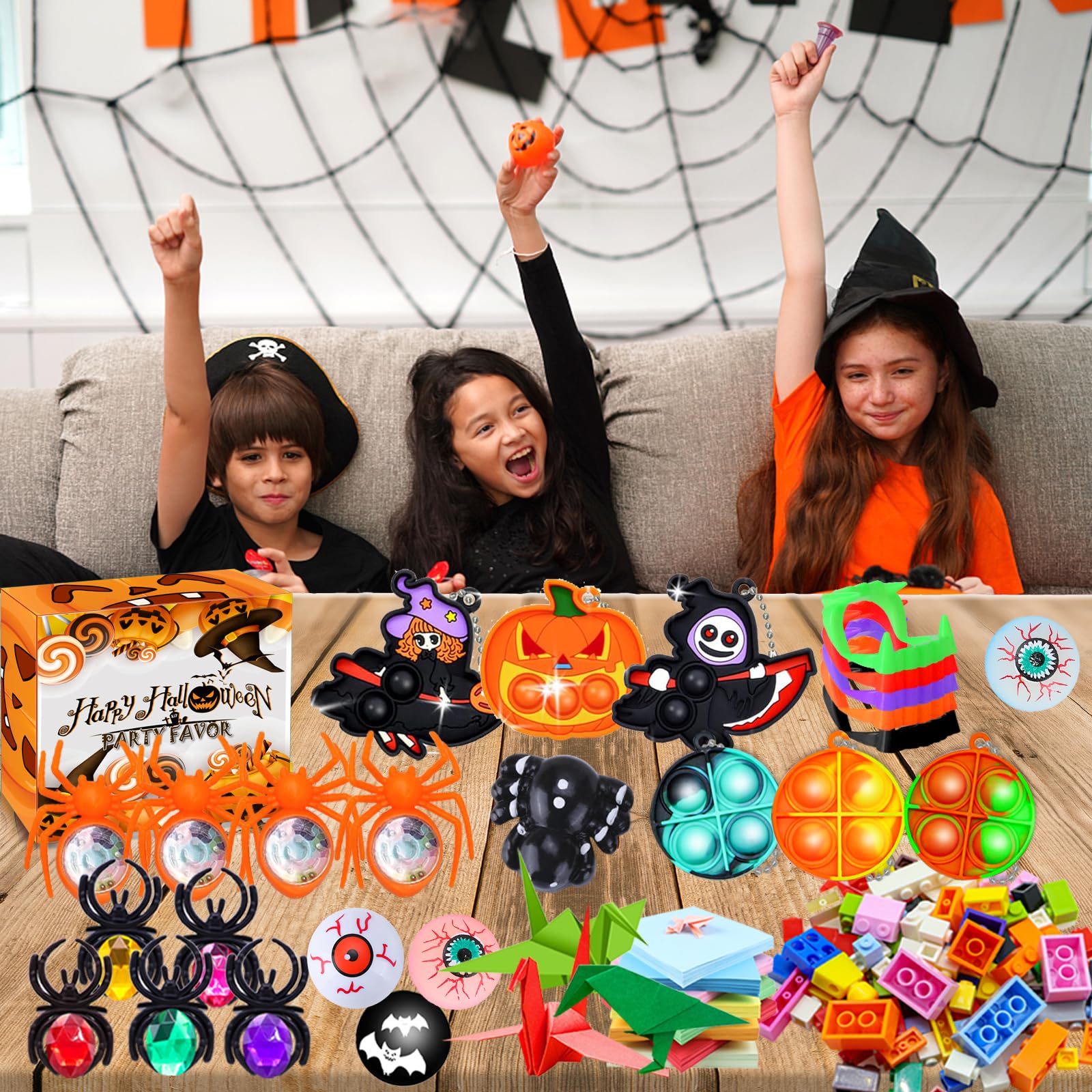 800pcs Halloween Party Favors for Kids Fidget Toys Pack Bulk Prize Box Treasure Box Goodie Bag Stuffers Carnival Prizes Classroom Rewards Fillers for Kids