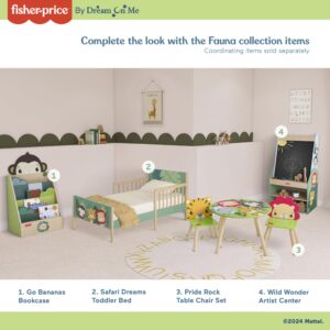 Fisher Price Fauna Collection Wild Wonder Artist Center by Dream On Me, Jungle Print, Built-in Blackboard, Crafted with Durable Pinewood