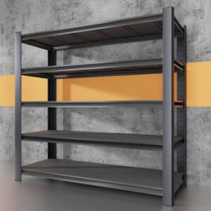 gadroad garage storage shelves, 5 tier adjustable heavy duty shelving units, 72" h utility racks industrial metal shelf organizer for pantry, kitchen, closet, basement, 23d x 47.4w x 72.4h, black