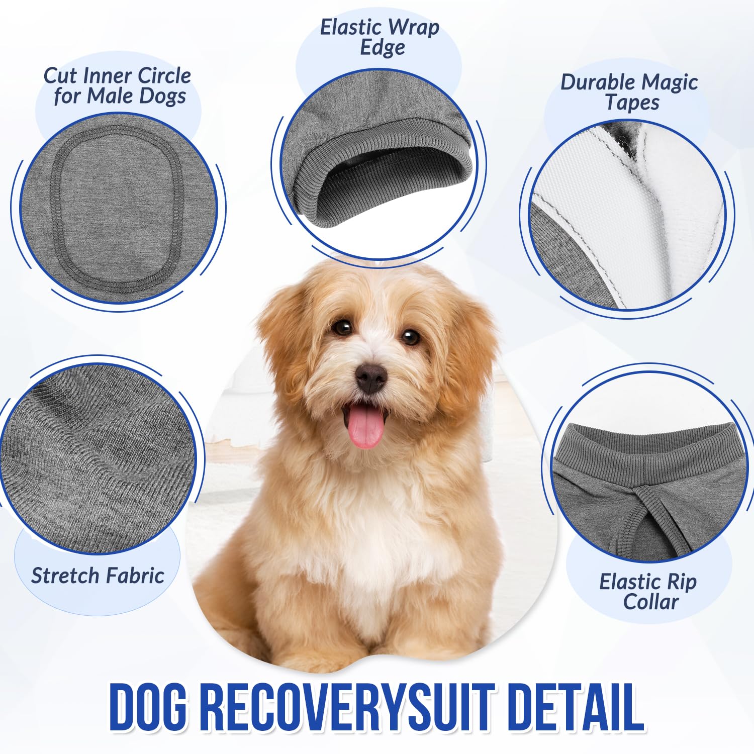 SlowTon Dog Recovery Suit - Surgery Recovery Suit for Female Male Dogs, Dog Onesie After Spay Abdominal Wounds, E-Collar Cone Alternative Prevent Licking Pet Surgical Snugly Suit(Grey,XXL)