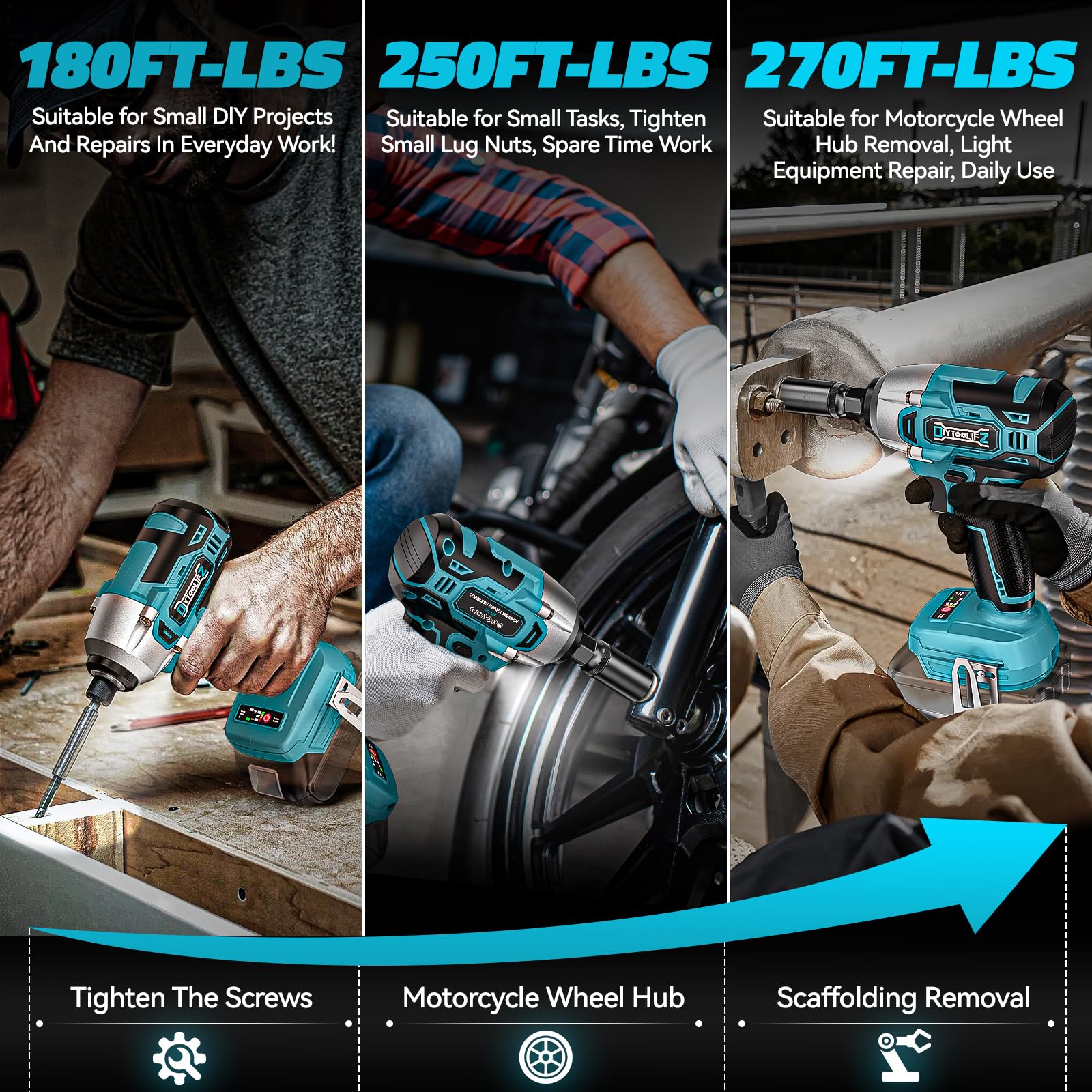 DIYtoolifz Cordless Impact Wrench for Makita 18v Battery: 250Ft-lbs(340N.m) 3/8 inch Brushless Electric Impact Gun, 2400RPM High Torque Impact Driver, Power Impact Wrench, Bare Tool Only