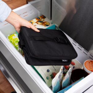 PackIt Freezable Essential Cooler, Black, Built with ECOFREEZE Technology, Fully Freezable, Collapsible, Reusable, With Removable Crossbody Strap, Top Clip Handle, Designed for Fresh Office