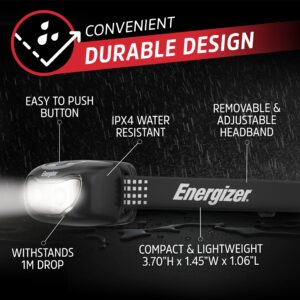 Energizer TacR-1000 LED Tactical Flashlight and 2-Pack Universal+ LED Headlamps, Rechargeable Flashlight and IPX4 Water Resistant Headlamps for Camping, Emergencies, Running, and DIY Projects