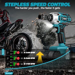 DIYtoolifz Cordless Impact Wrench for Makita 18v Battery: 250Ft-lbs(340N.m) 3/8 inch Brushless Electric Impact Gun, 2400RPM High Torque Impact Driver, Power Impact Wrench, Bare Tool Only