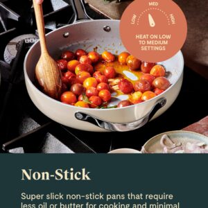 Caraway Fry Pan Trio - Non-Stick Frying Pans (10.5” & 8”) & Non-Stick Saute Pan - Non Toxic, PTFE & PFOA Free - Oven Safe & Compatible with All Stovetops (Gas, Electric & Induction) - Sage