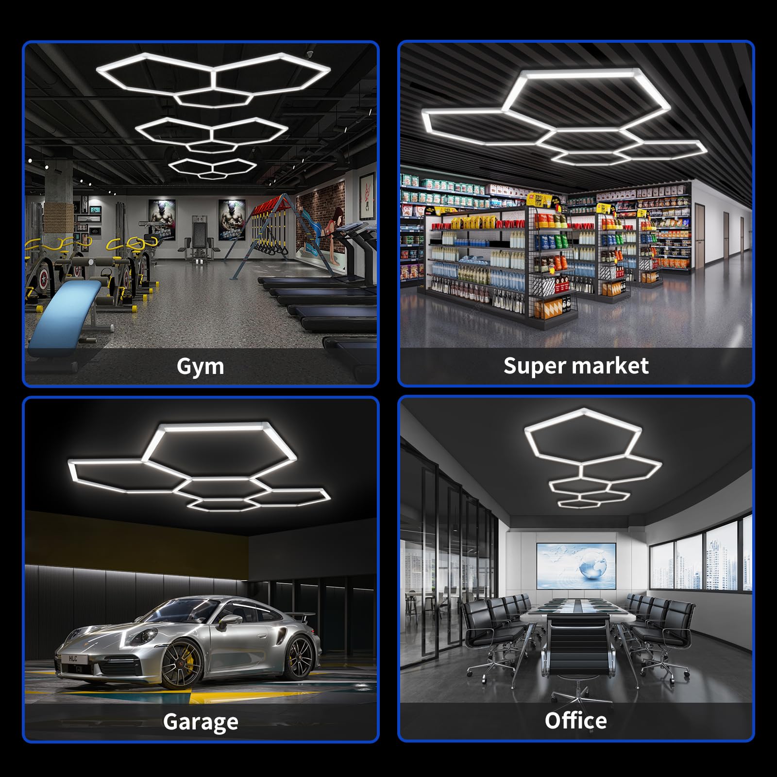 Powfloven Hexagon LED Garage Lights, 168W 21840LM Honeycomb Ceiling Light, 25 Pack Car Detailing Shop Lighting for Garage Gym Home Wall Warehouse Workshop Basement Wash Room Super Market Office etc.