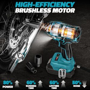 DIYtoolifz Cordless Impact Wrench for Makita 18v Battery: 250Ft-lbs(340N.m) 3/8 inch Brushless Electric Impact Gun, 2400RPM High Torque Impact Driver, Power Impact Wrench, Bare Tool Only