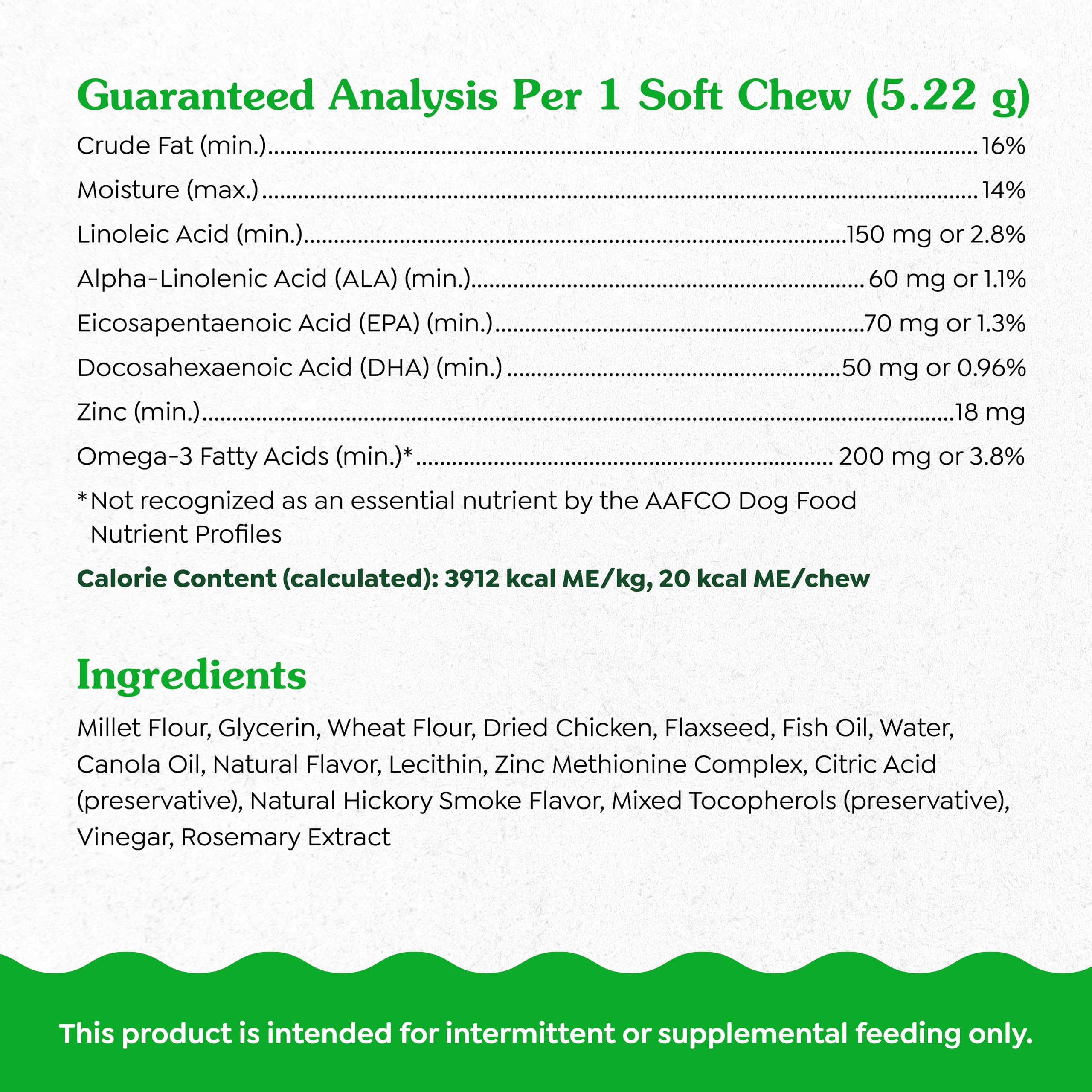 Greenies Skin & Coat Supplement for Dogs, Soft Chews with Fish Oil for Dogs, Omega-3s, Linoleic Acid, and Zinc, Chicken Flavor, 80-Count Tub, 2 Pack