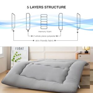 INFINICE Japanese Floor Mattress, Futon Mattress with Portable Storage Bag, Roll Up Mattress Thick Tatami Mattress Suitable for Camping, Guest Room, Gray, Full XL