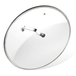 12 inch pan lid - glass lid with stainless steel handle for frying pan and pots (12" lid)