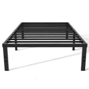 volix metal platform bed frame - small package practical iron 16" h bed frame twin size no box spring needed durable frame, black