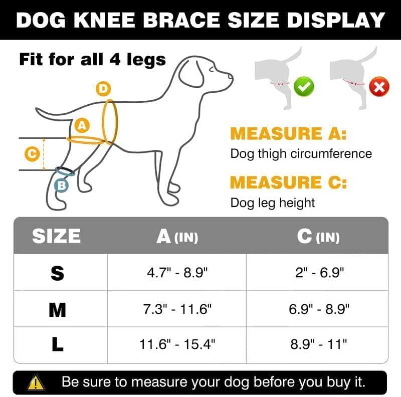 JUANWAN Dog Knee Brace Leg Braces - Dog Canine Knee Stifle Brace Wrap Dog Knee Brace for Torn ACL Hind Leg Joint Pain Muscle Sore Pet Brace Reduces Pain and Inflammation (M)