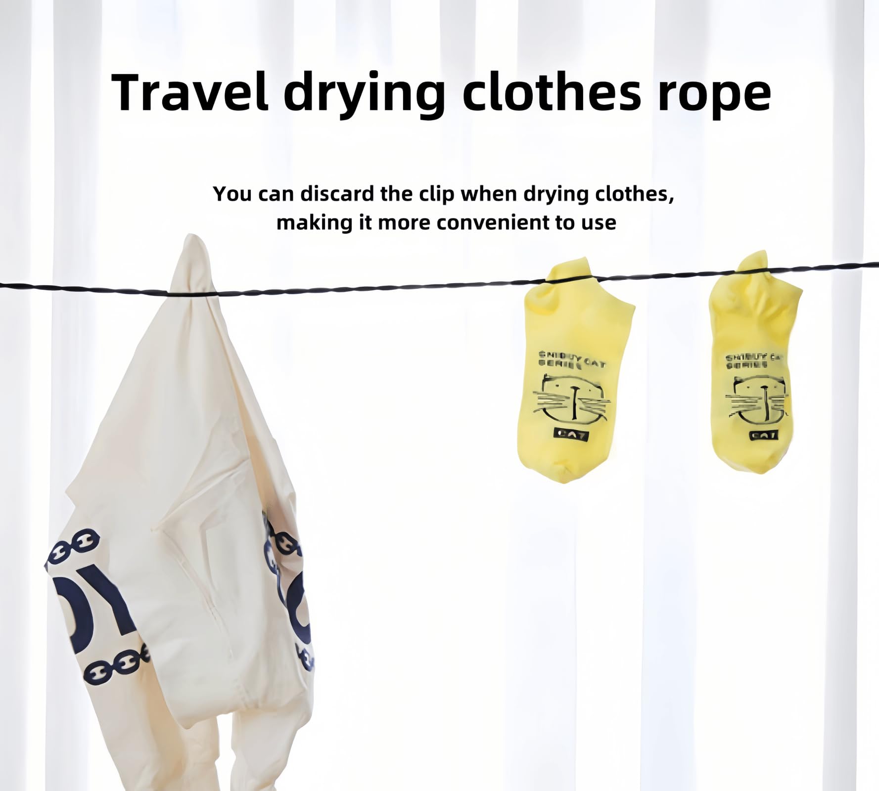 Generic Travel Clothesline - No Clips Needed! Stretchable Outdoor Clothes Line Ropes for Easy Drying-Clothes line Outdoors-Travel Clothesline for Hotel Room-Outdoor clotheslines for Outside (1.5M+3M)